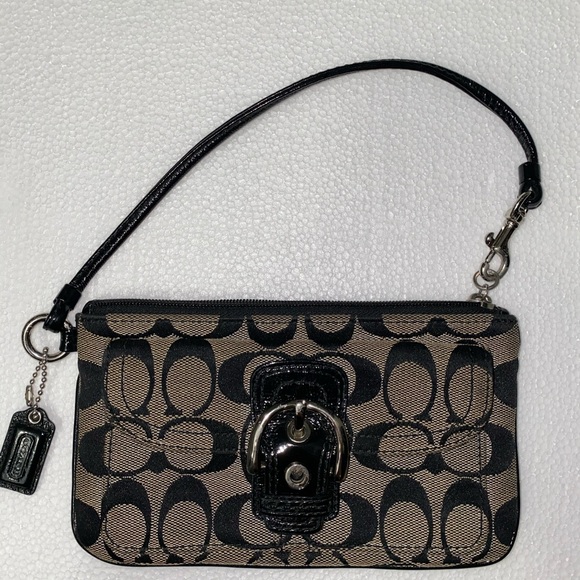 Coach | Bags | Coach Small Wristlet Signature C Greyblack | Poshmark